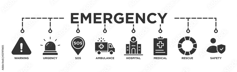 Emergency banner web icon vector illustration concept with icon of ...