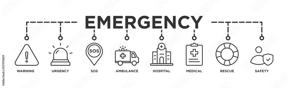 Emergency banner web icon vector illustration concept with icon of ...