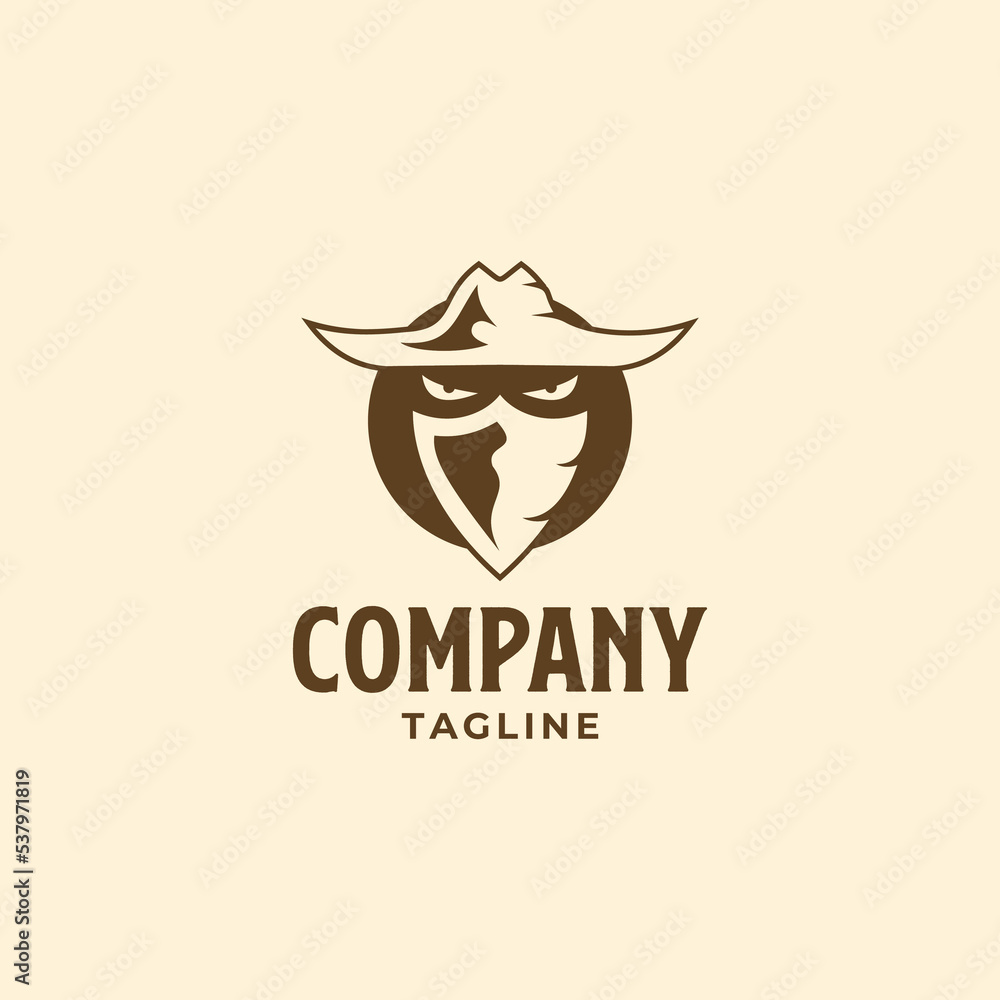 Logo design of a combination of cowboy and shield in a circle. Stock ...