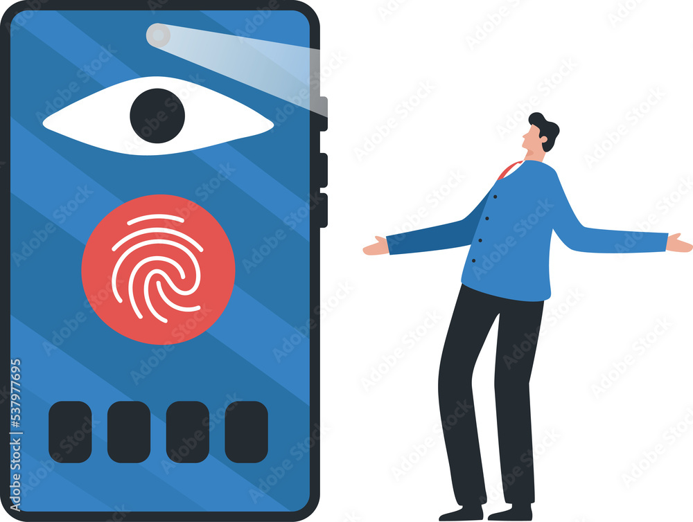 Cyber security. mobile security system Identify yourself by scanning ...