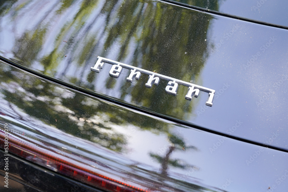 ferrari sign logo and brand text on rear black super car sport ...