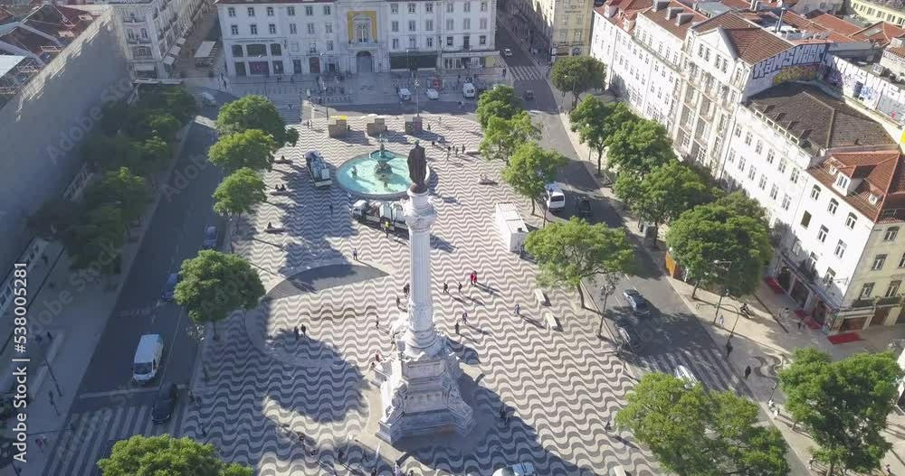 Architecture of Lisboa and D. Pedro IV Statue at Rossio Square ...