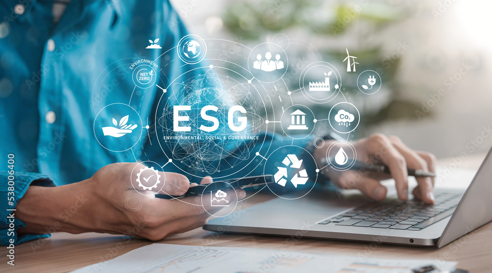 ESG Concept Renewable Technology in Hands for Environment, Society and ...