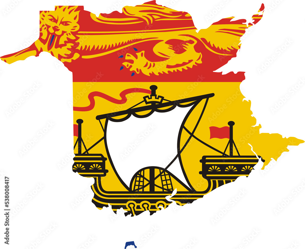 New Brunswick Canada Map Flag. NB Canadian Outline Boundary Border ...