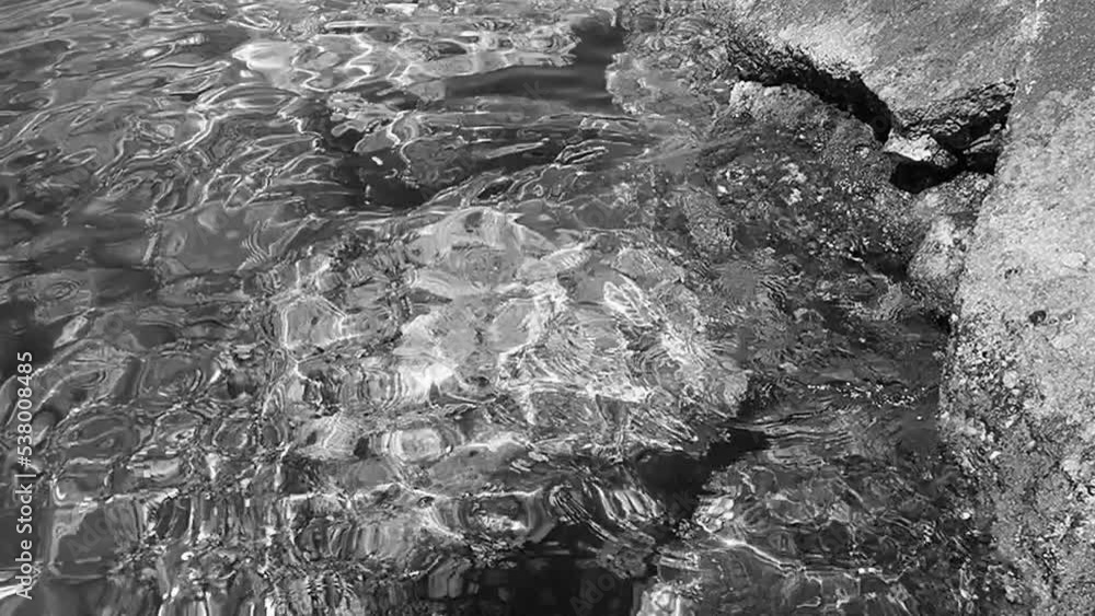 Transparent sea salt water texture. Top view of the water surface and ...