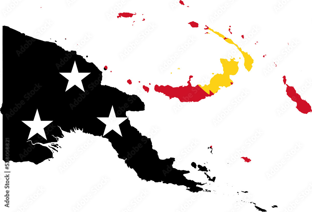 Papua New Guinea Map Flag. Papua New Guinean Border Boundary Country ...
