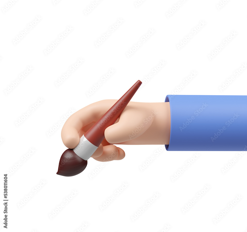 3d hand gestures icon cartoon hold paint isolated on white background ...