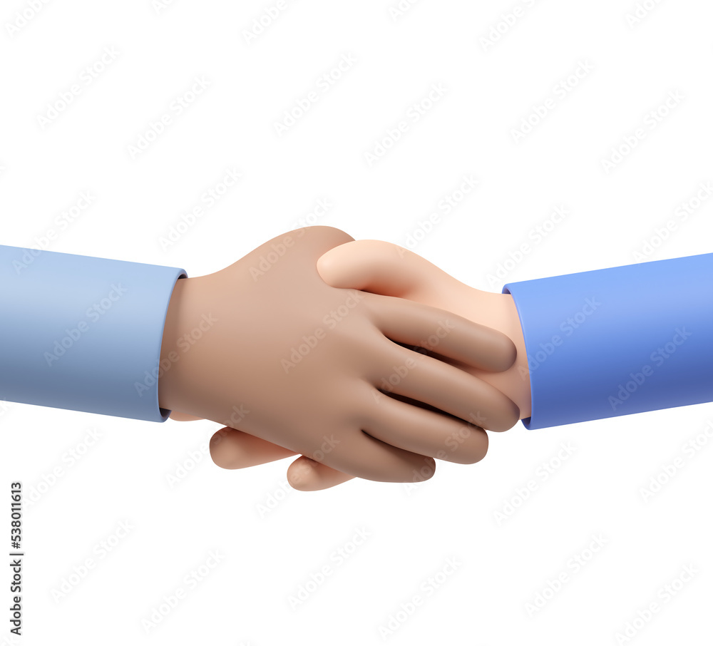 3d hand gestures icon cartoon handshake isolated on white background ...