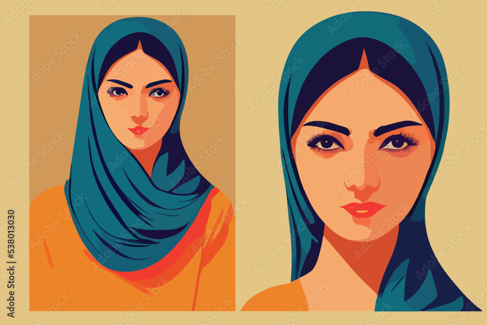 Two Iranian women dressed in hijab and sheila. protests for women's ...