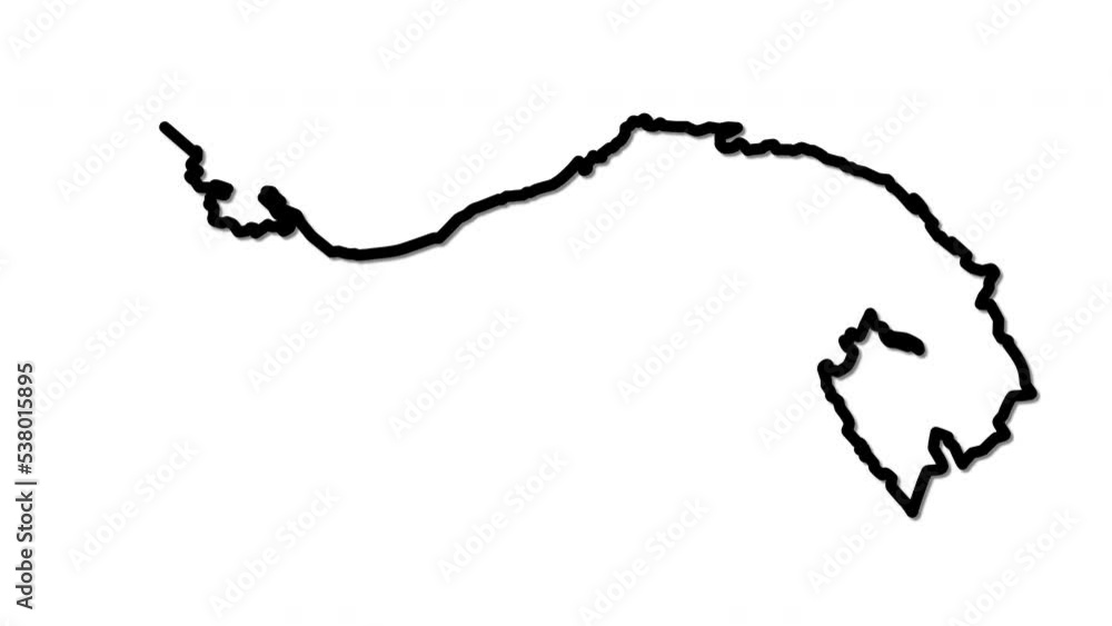 Panama map, country territory outline self drawing animation. Line art ...