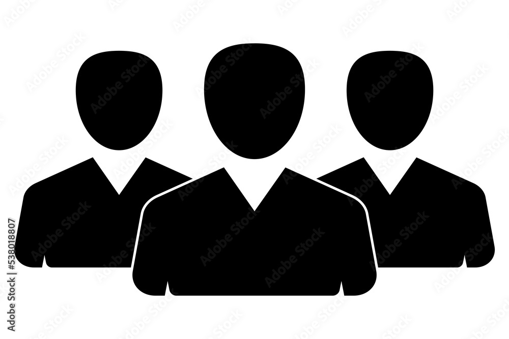 3 Persons Icon, Black isolated Vector illustration. Human symbol for ...