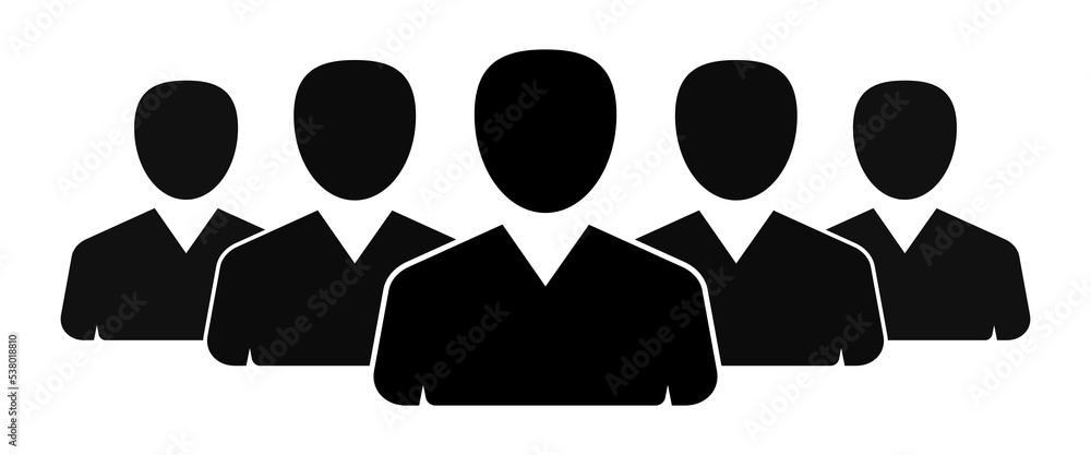 5 Persons Icon, Black isolated Vector illustration. Human symbol for ...