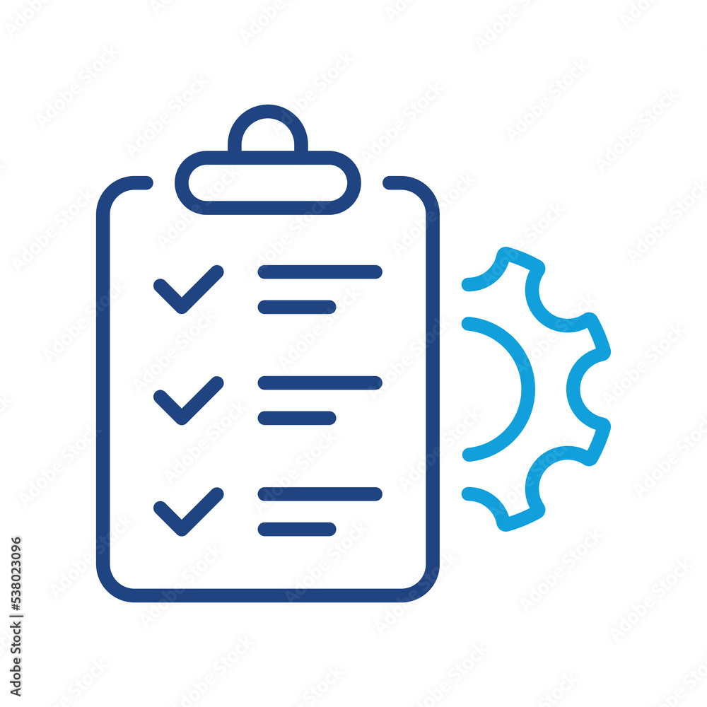Gear, Clipboard, Pencil Project Setting Checklist Line Icon. Check List ...