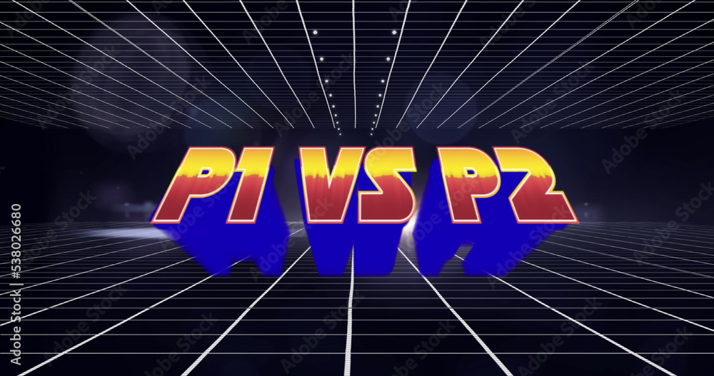 Illustration of p1 vs p2 text with grid pattern and lens flare against ...
