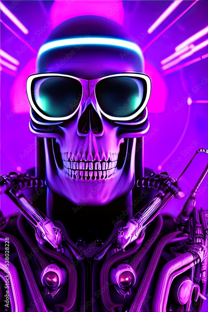 Skull avatar illustration in cyberpunk style Stock Illustration | Adobe ...