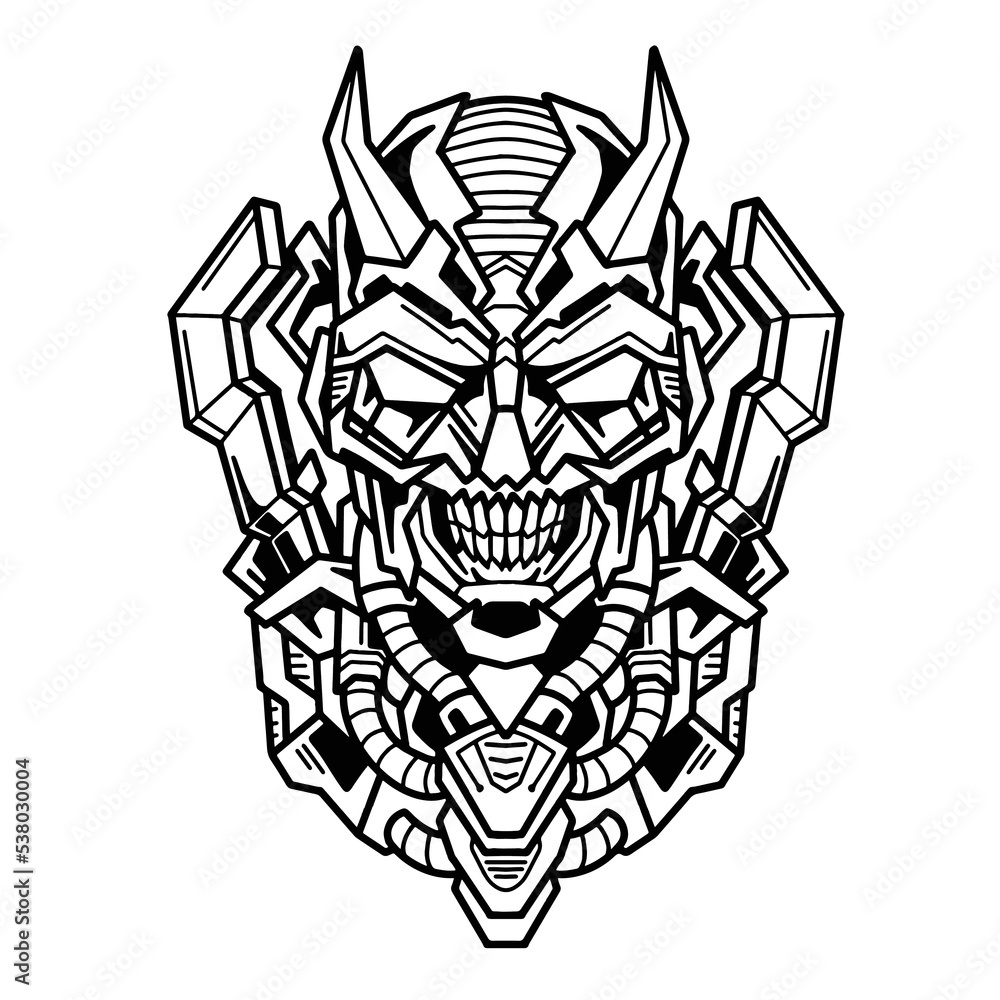 Mecha skull vector illustration Stock Vector | Adobe Stock