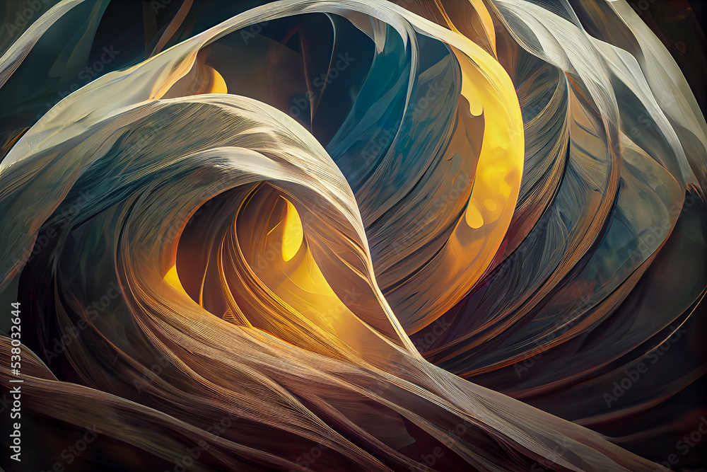 Swirling golden and blue. Acrylic Fluid Art. Dark blue waves in ...