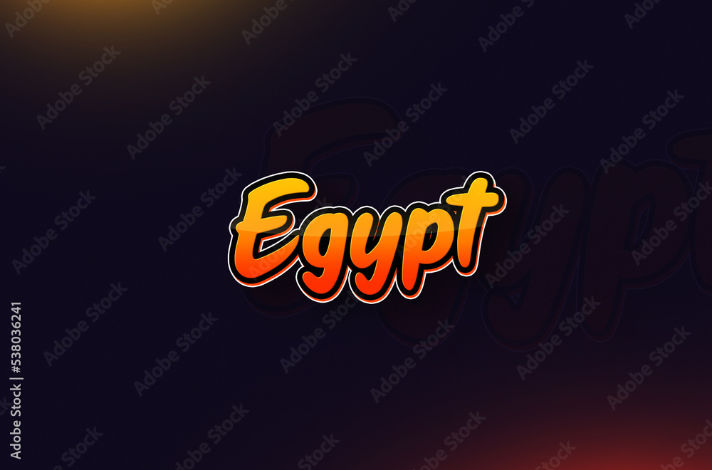 Country Name Egypt Written on Dark Background: Design Illustration in ...