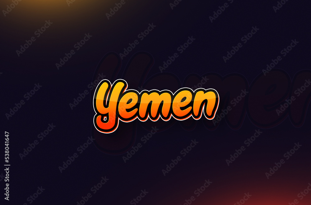 Country Name Yemen Written on Dark Background: Design Illustration in ...