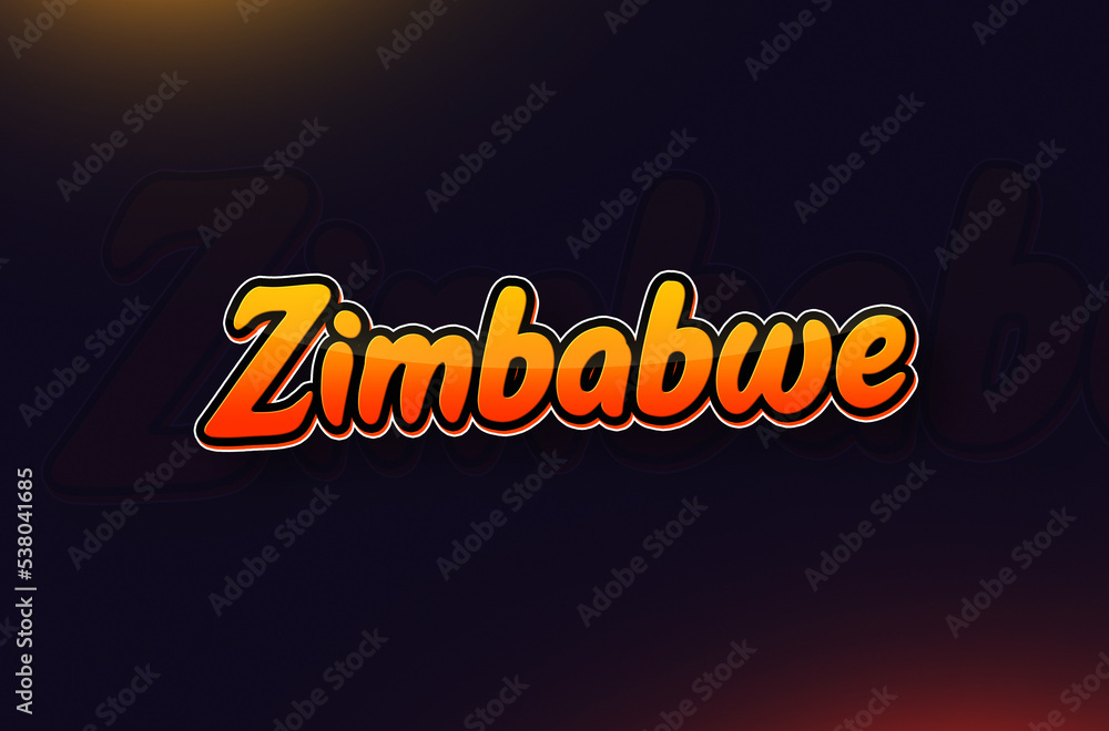 Country Name Zimbabwe Written on Dark Background: Design Illustration ...