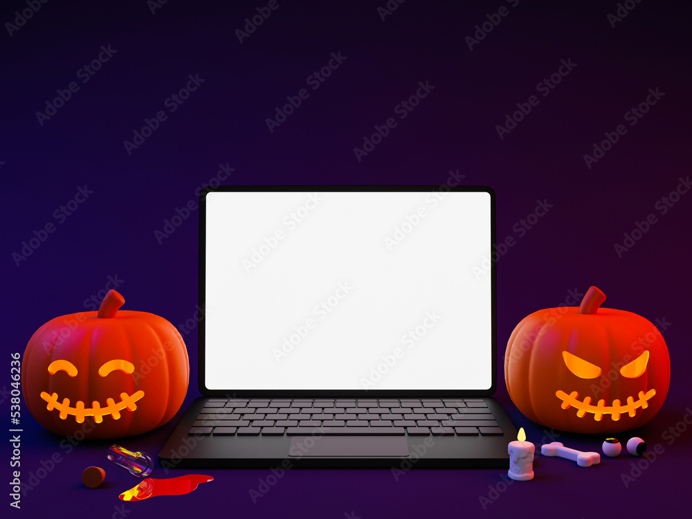 3d minimal Halloween template. Halloween party mockup. empty blank ...