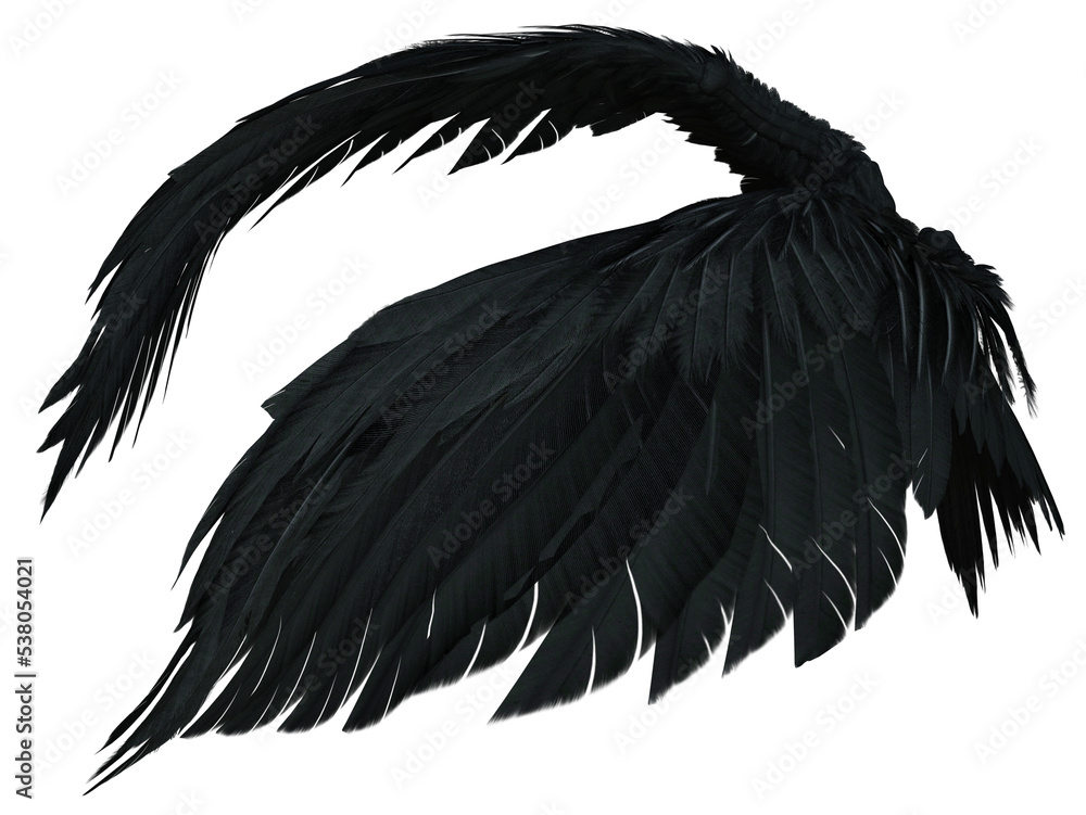 3D Rendered Black Fantasy Angel Wings Isolated On Transparent ...