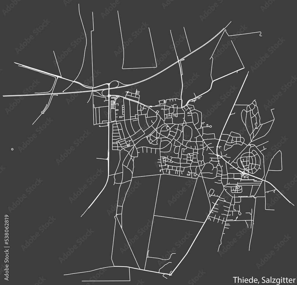 Detailed negative navigation white lines urban street roads map of the ...