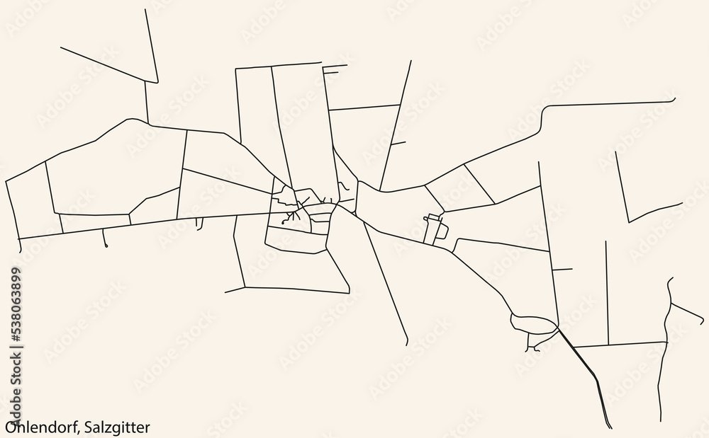 Detailed navigation black lines urban street roads map of the OHLENDORF ...