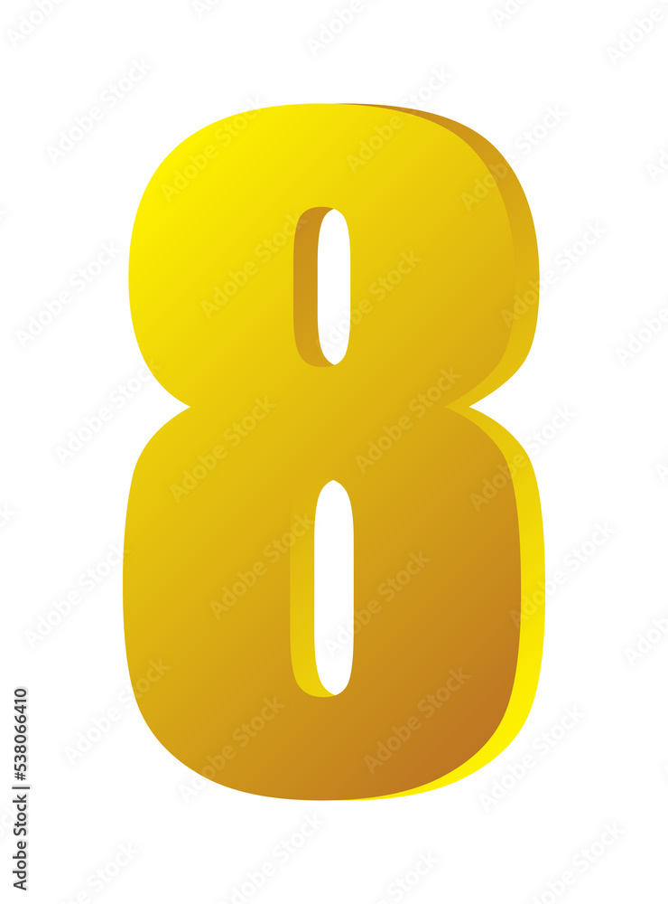 Gold eight text PNG image. Stock Illustration | Adobe Stock