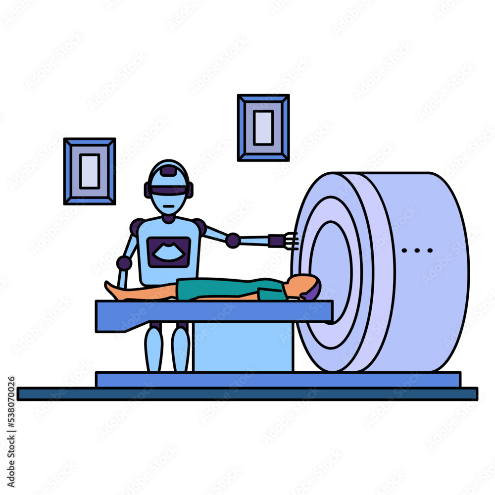 MRI Robot Concept, Patient-Mounted Robotic Platform vector color icon ...