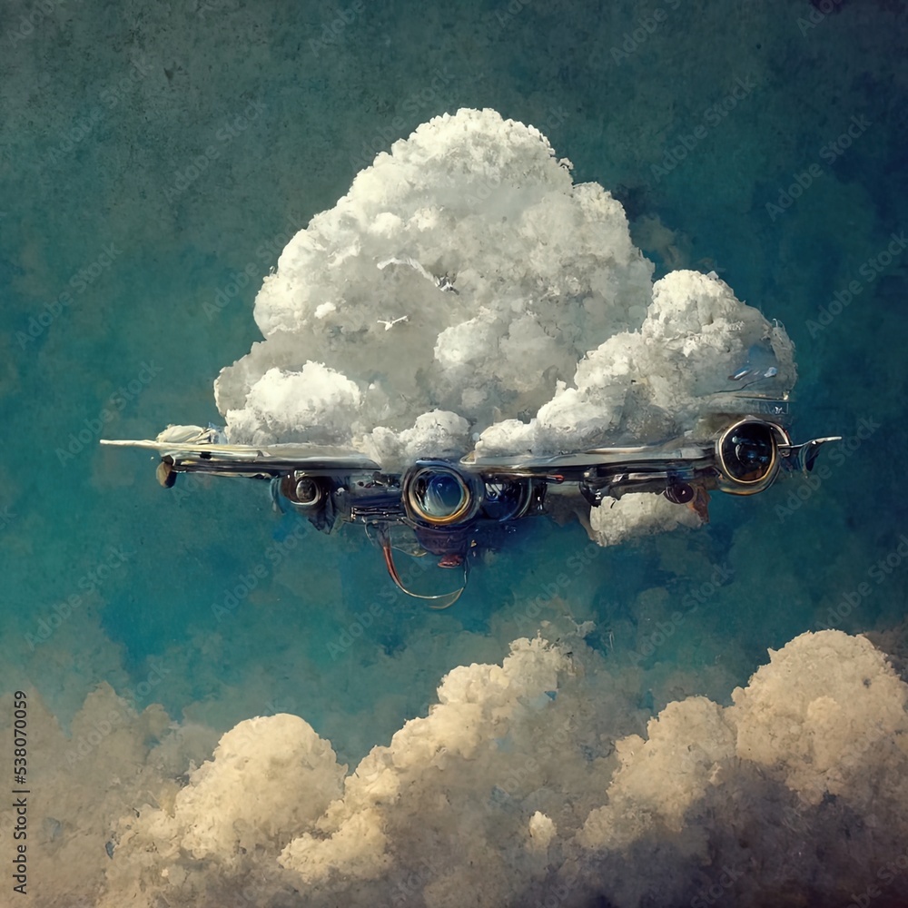 Fantasy Jet Plane Aircraft Ship - Anime Style - Digital Art, 3D Render ...