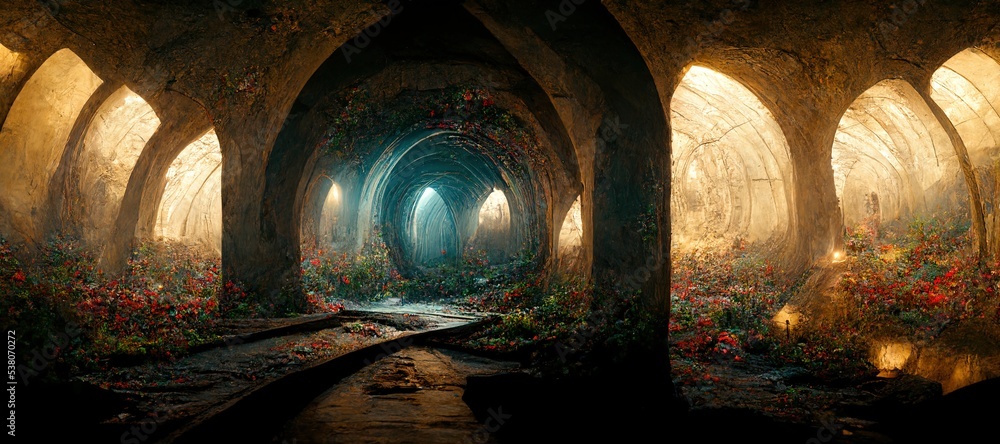Massive Illuminated Tunnels and Tiny Humans - Fantasy Landscape ...