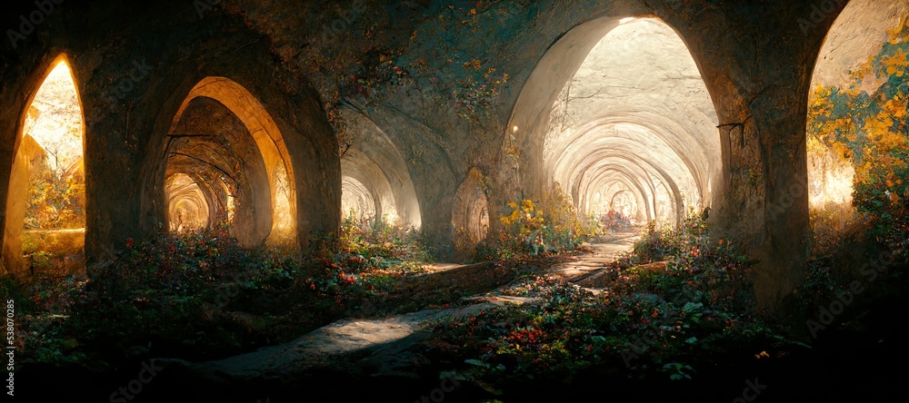 Massive Illuminated Tunnels and Tiny Humans - Fantasy Landscape ...