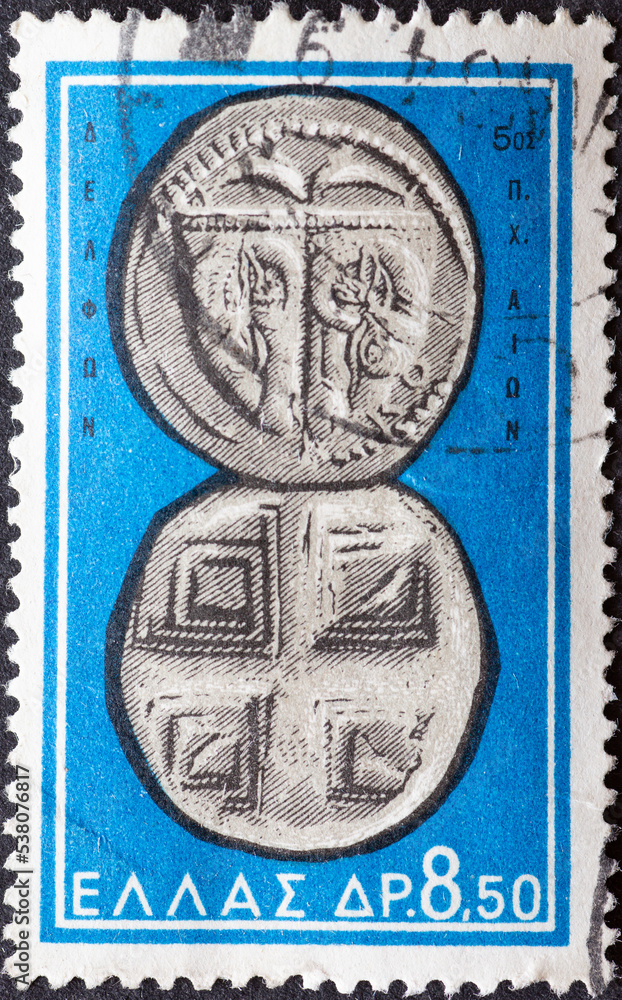 GREECE - CIRCA 1963: a postage stamp from GREECE, showing ancient Greek ...