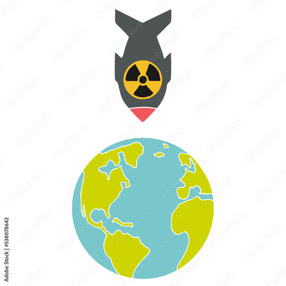 An atomic bomb falls on planet Earth. Threat of nuclear war. Blackmail ...