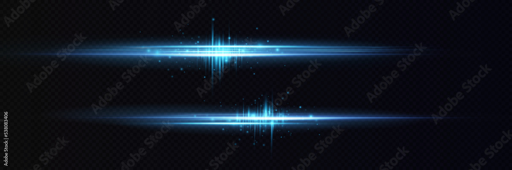 Motion light effect for banners. Blue lines. The effect of speed on a ...