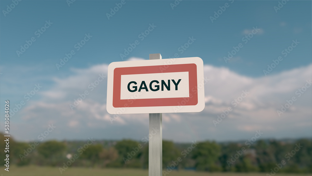 Panneau de la ville de Gagny. Entrée dans la municipalité. Stock ...