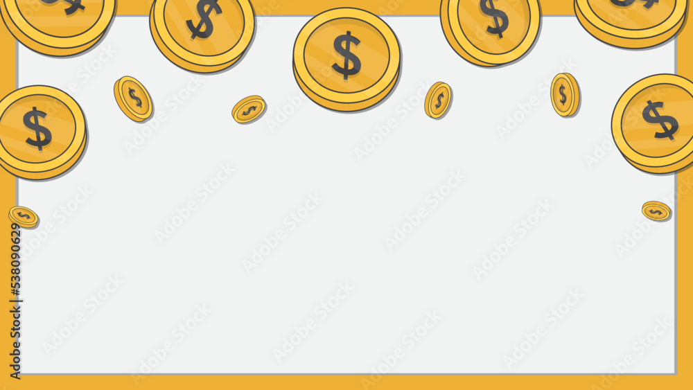 Money Background Design Template. Gold Coins Cartoon Vector ...