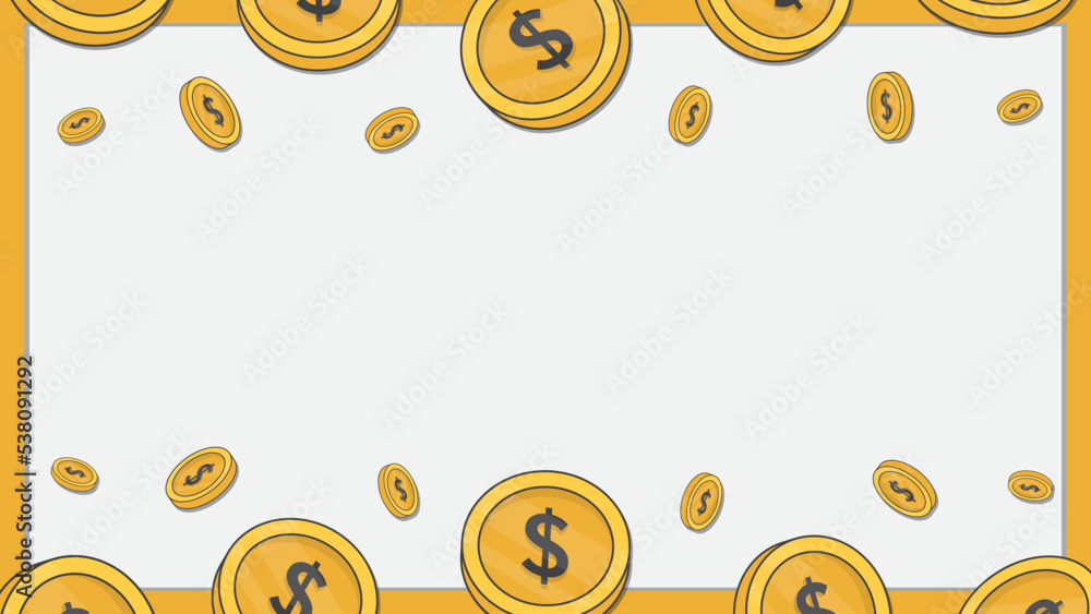 Money Background Design Template. Gold Coins Cartoon Vector ...