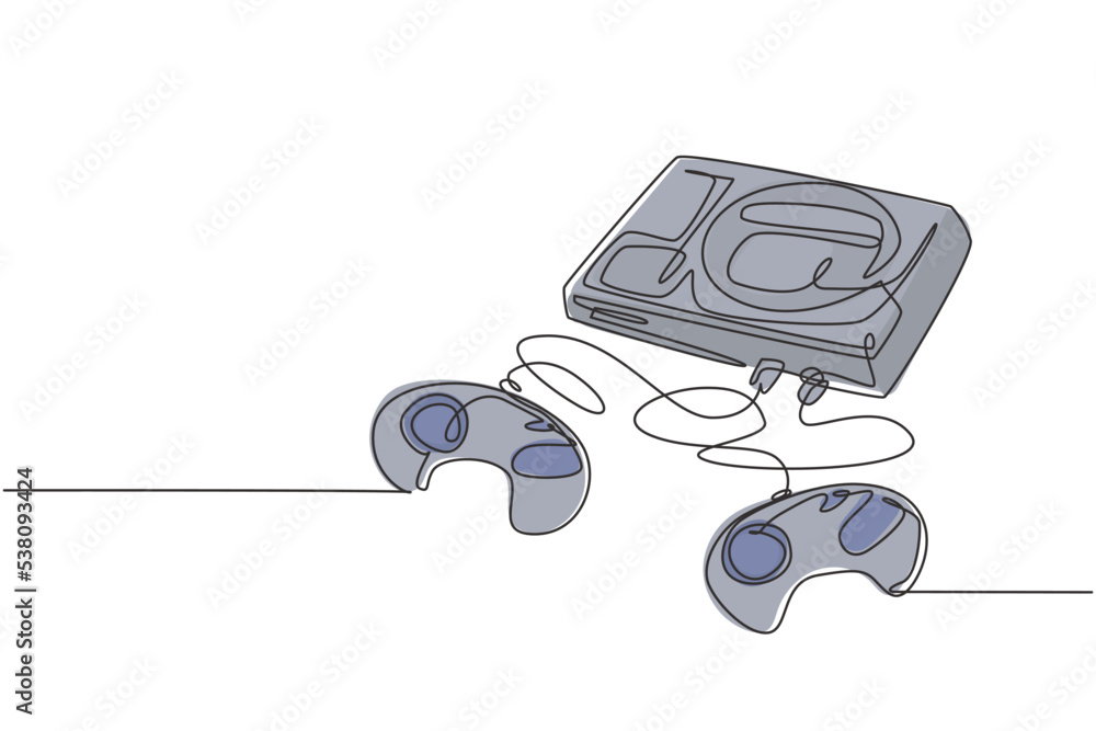 Single continuous line drawing of retro old classic arcade video game ...