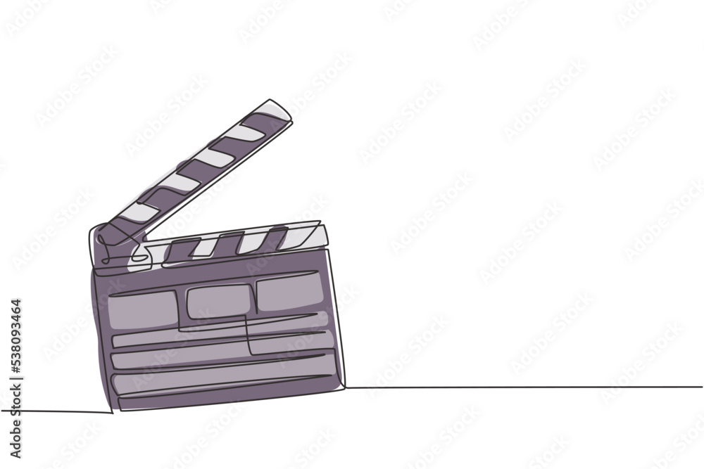 One single line drawing of retro old classic movie board clapper ...