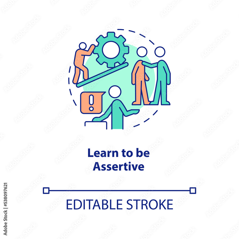 Learn to be assertive concept icon. Respectful relationship. Improving ... Learn to be assertive concept icon. Respectful relationship. Improving ...