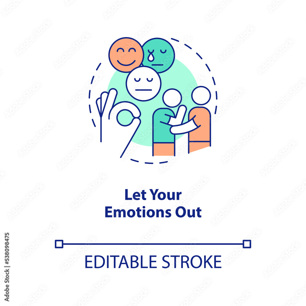 Let your emotions out concept icon. Accept feelings. Improving self ...