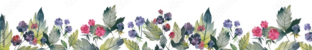 Watercolor Summer Berry Border Frame Perfect for Wedding Invitation ...