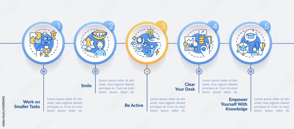 Boost self confidence at work circle infographic template. Data ...