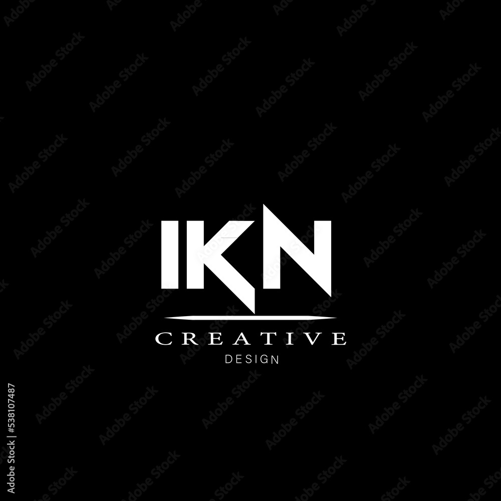IKN letter logo. IKN modern alphabet font overlap style vector logo ...