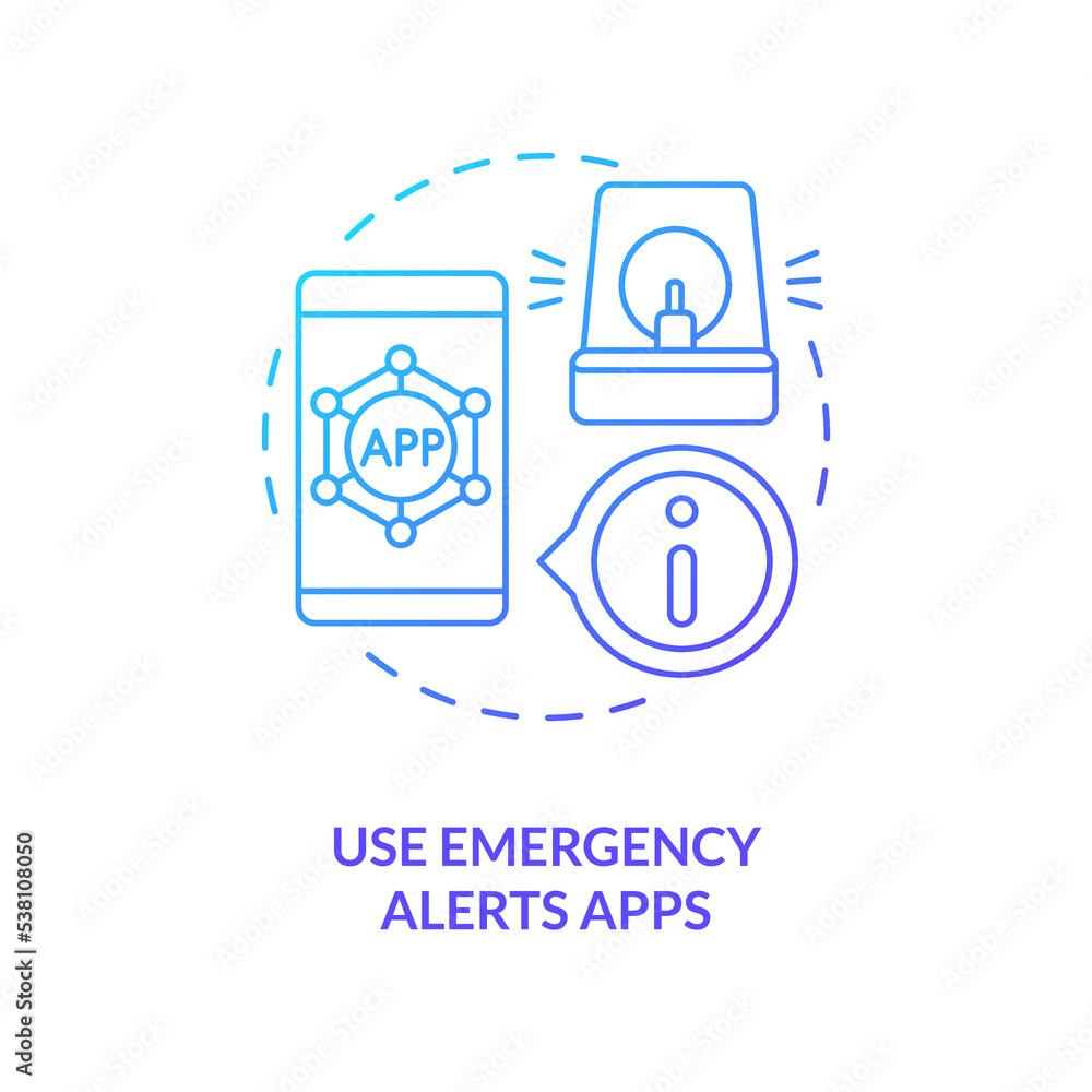 Use emergency alerts apps blue gradient concept icon. Keep notification ...
