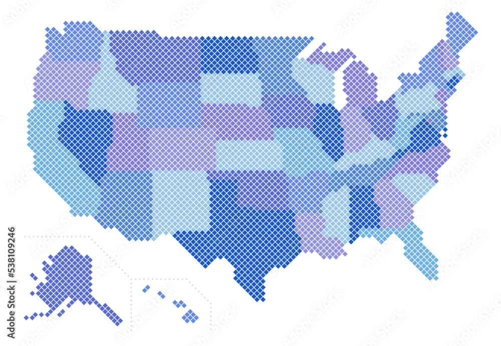 USA square dots map state division, Vector illustration, Layering of ...