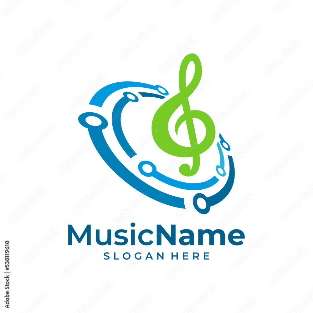 Tech Music Logo Vector. Circuit Music logo design template Stock Vector ...