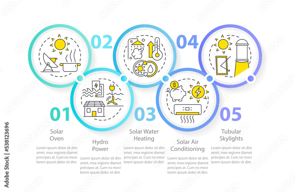 Power house with renewable energy options circle infographic template ...